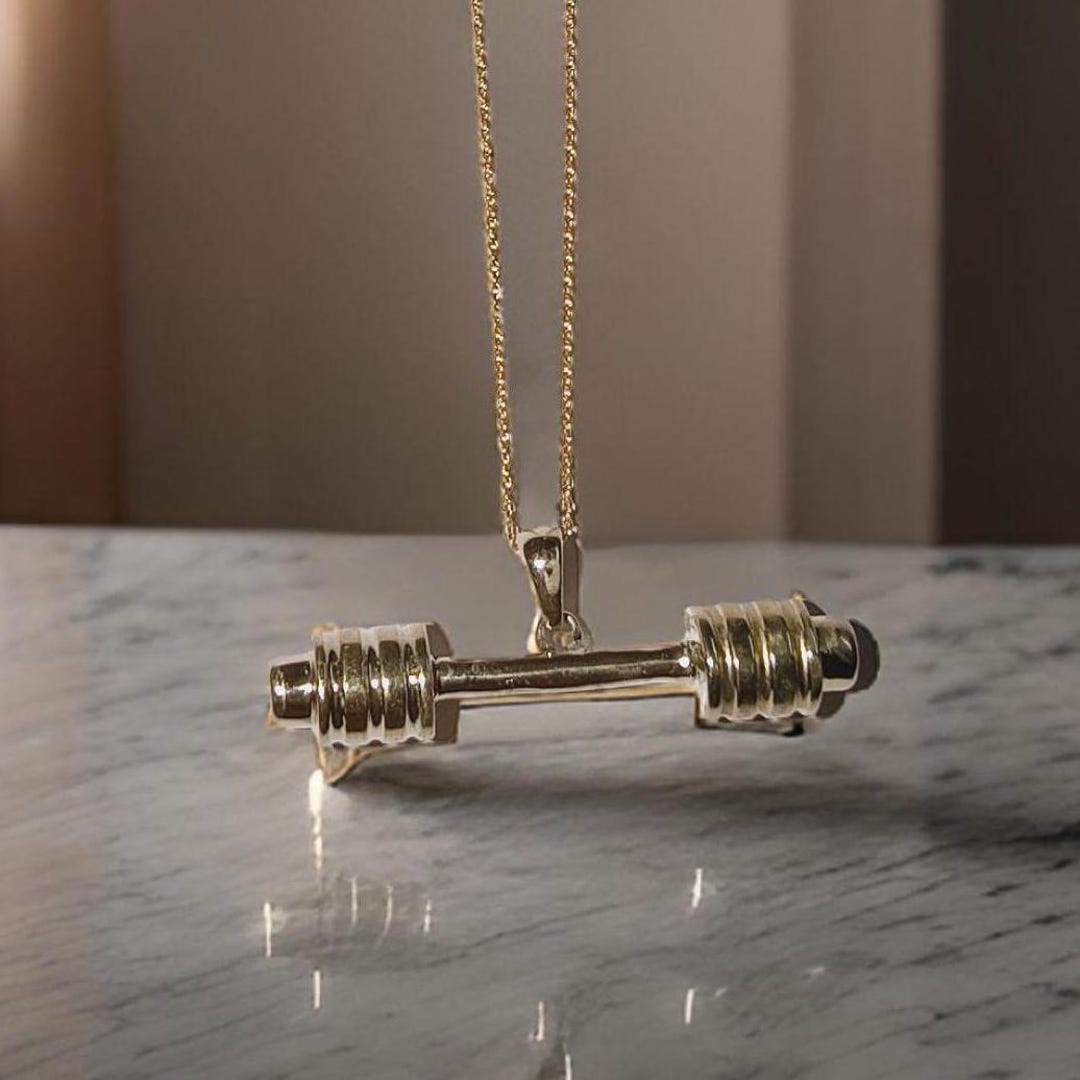 Dumbbell Necklace, Dumbbell Pendant Necklace, Weight Lifting Charm ...