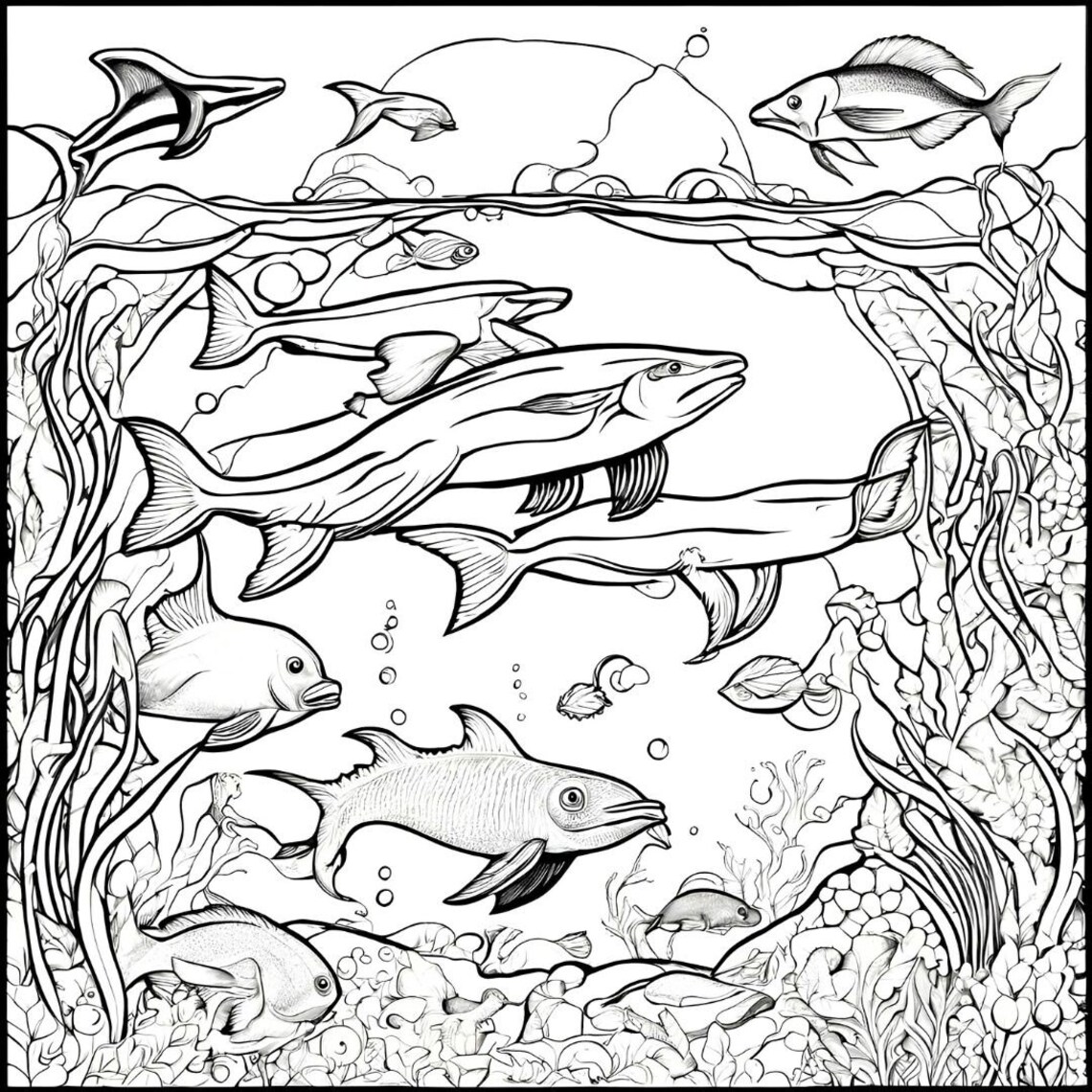 Sea Life, Marine Life, Under the Sea Coloring Book - 10 Printable Adult ...