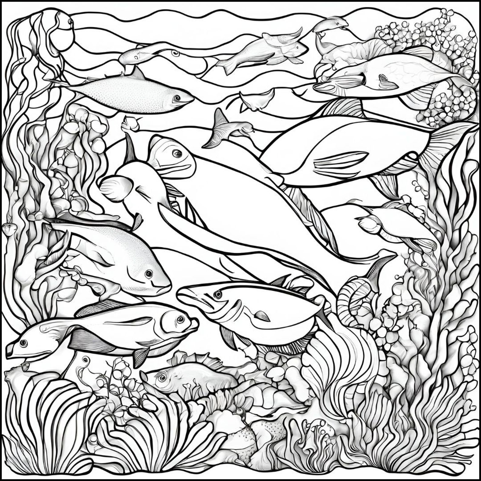 Sea Life, Marine Life, Under the Sea Coloring Book 10 Printable Adult ...