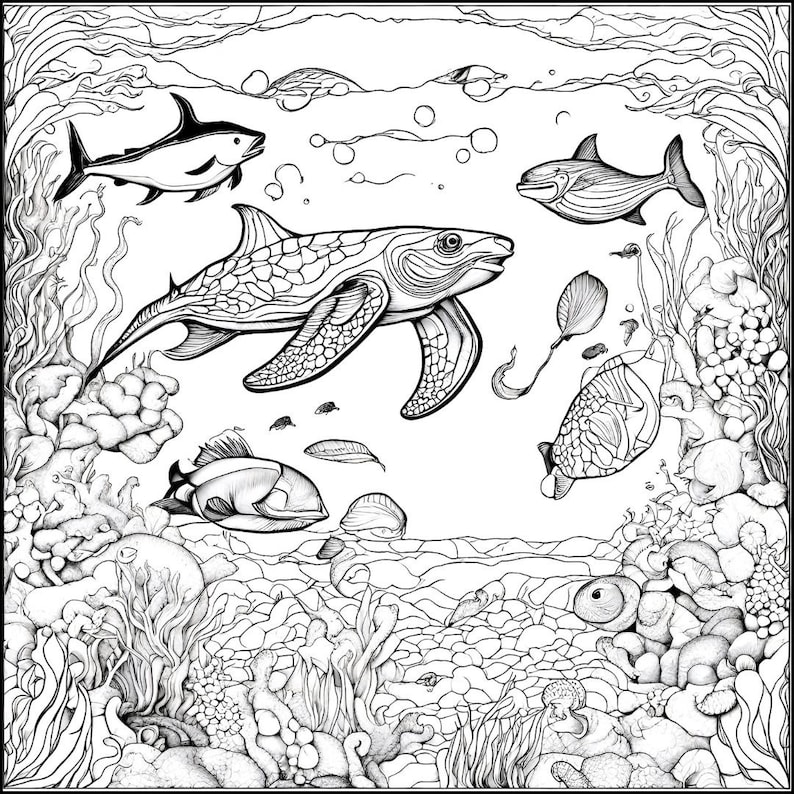Sea Life, Marine Life, Under the Sea Coloring Book - 10 Printable Adult ...