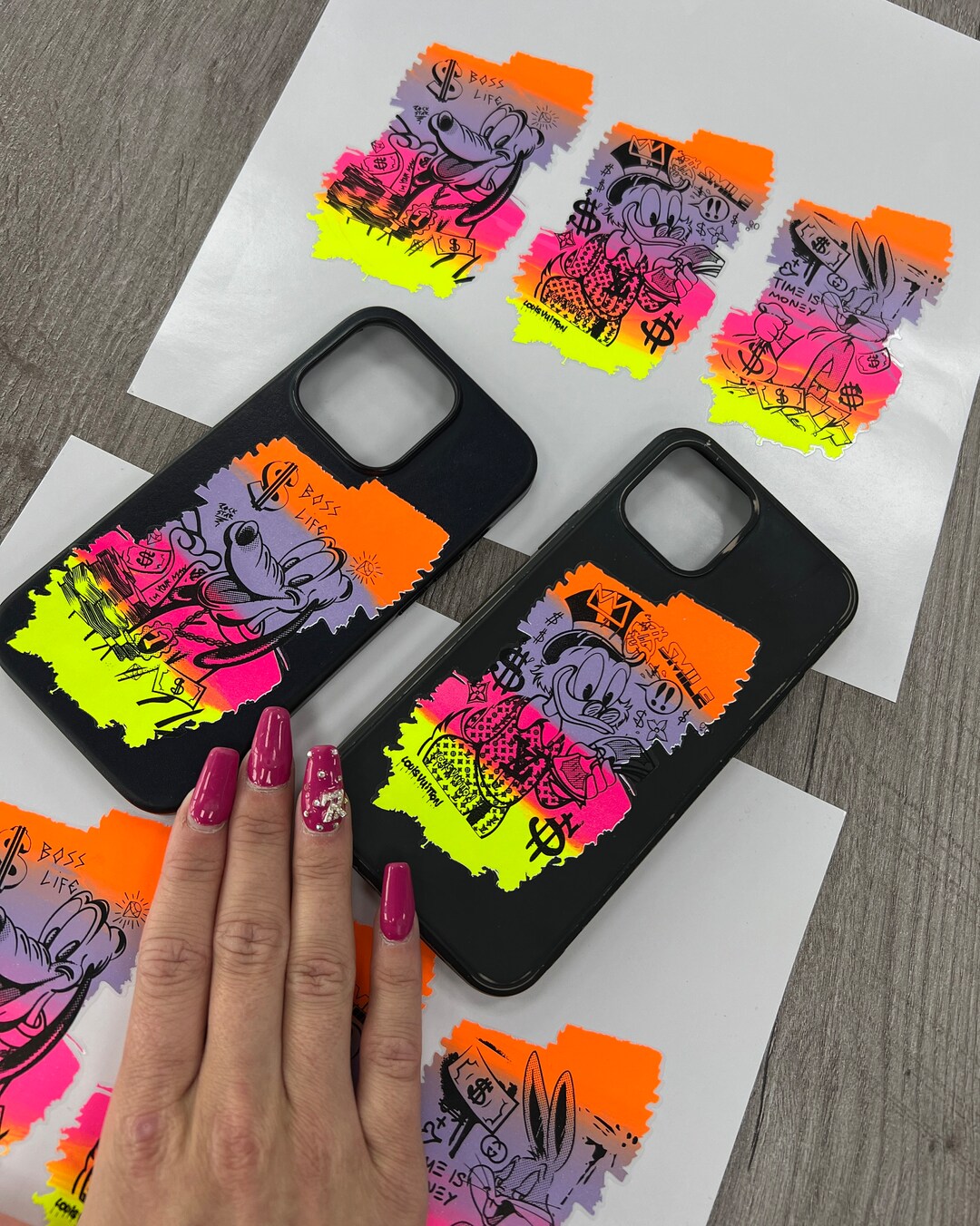 Set of 3 Neon Cell Phone Stickers - Etsy