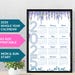 2025 Full-year Printable Calendar Blue Floral Design Monthly Desk and ...