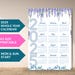2025 Full-year Printable Calendar Blue Floral Design Monthly Desk and ...