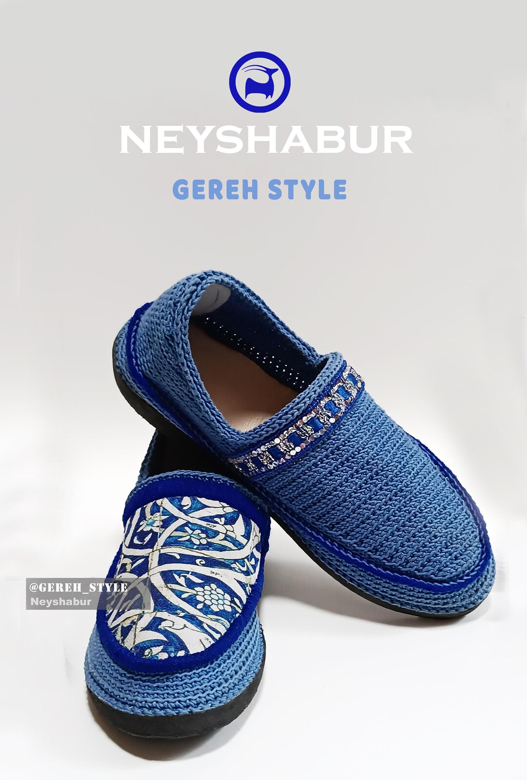 Handwoven Silk Blue Shoes With Decorative Strips | Comfortable Daily ...