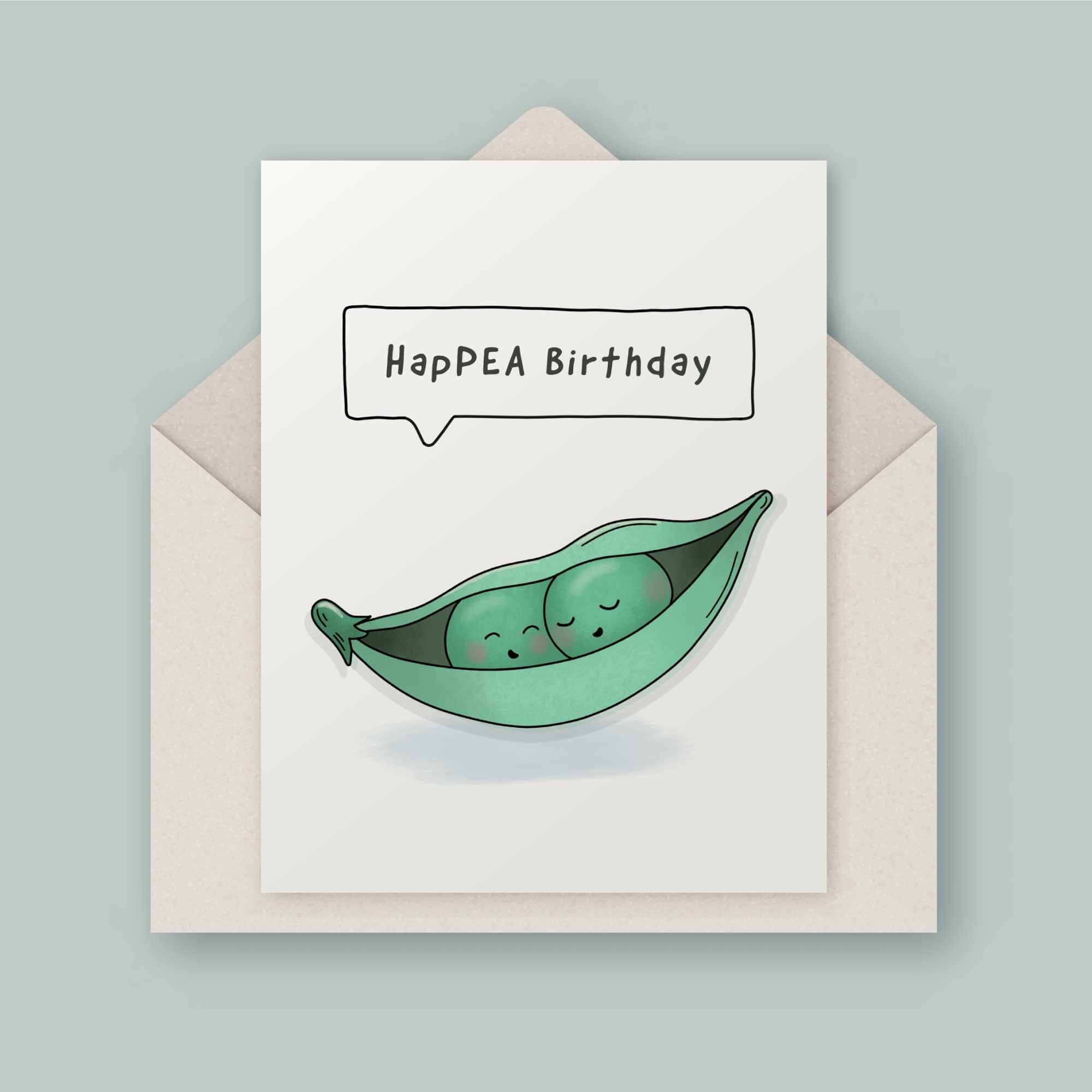 Peapod Happy Birthday Card Say Happy Birthday With These Cute Peas in a ...
