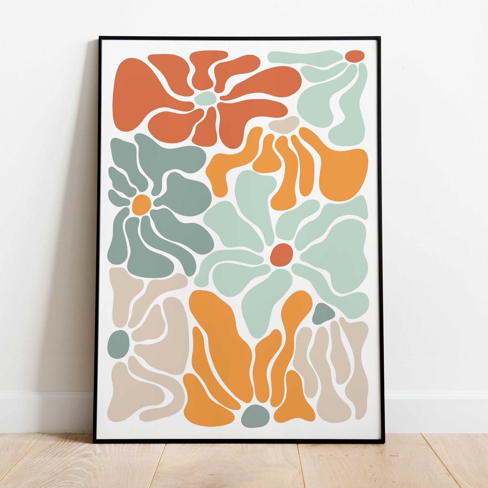 Matisse Retro Flower Power Poster Abstract Florals Print Wavy Botanical ...