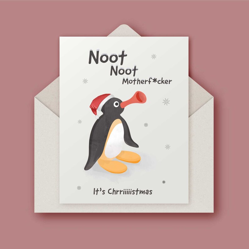 Funny Pingu Christmas Card – 90s Nostalgia Festive Card - Etsy Canada