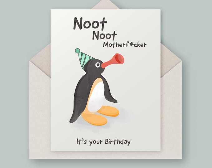 Pingu Birthday Card Funny, Rude Birthday Card for a Best Friend ...