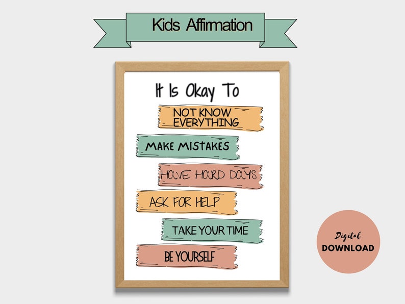 Kids Affirmations, Affirmation Poster, Classroom Affirmation Wall Print ...