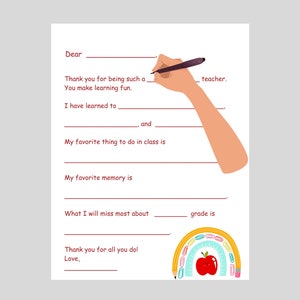 Teacher Appreciation Letter Template | Printable Thank You Letter for ...