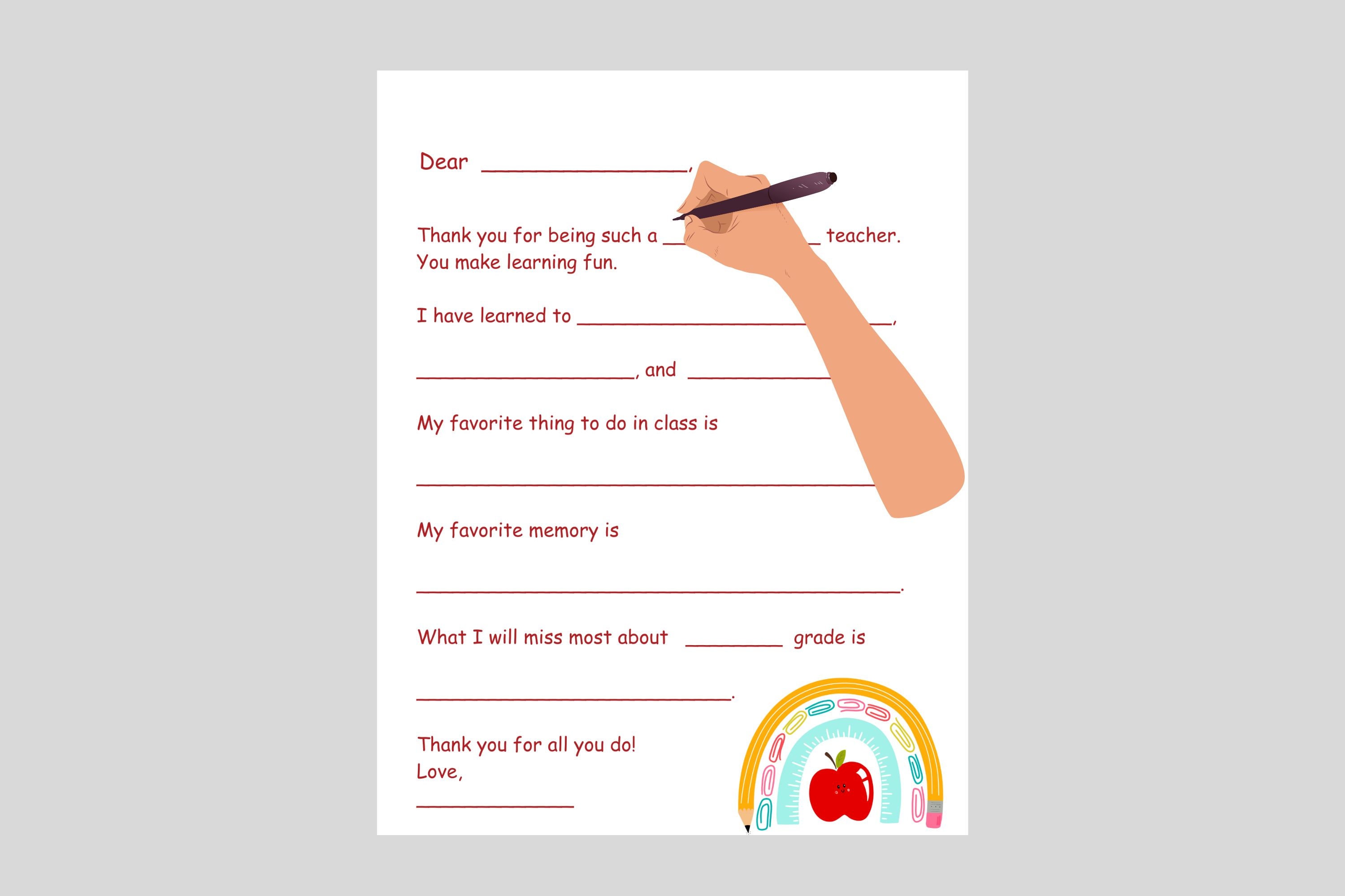 Teacher Appreciation Week Printable Letter Personalized - Etsy