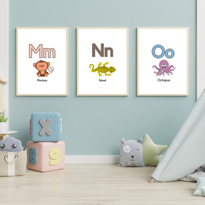 Set of 26 Alphabet Letter Posters, ABC Animal Wall Print, Homeschool ...