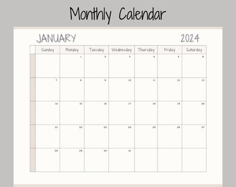 2024 Minimalist Calendar Printable 2024 Calendar Simplistic Calendar ...