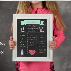 Editable First and Last Day of School Sign, Printable Chalkboard School ...