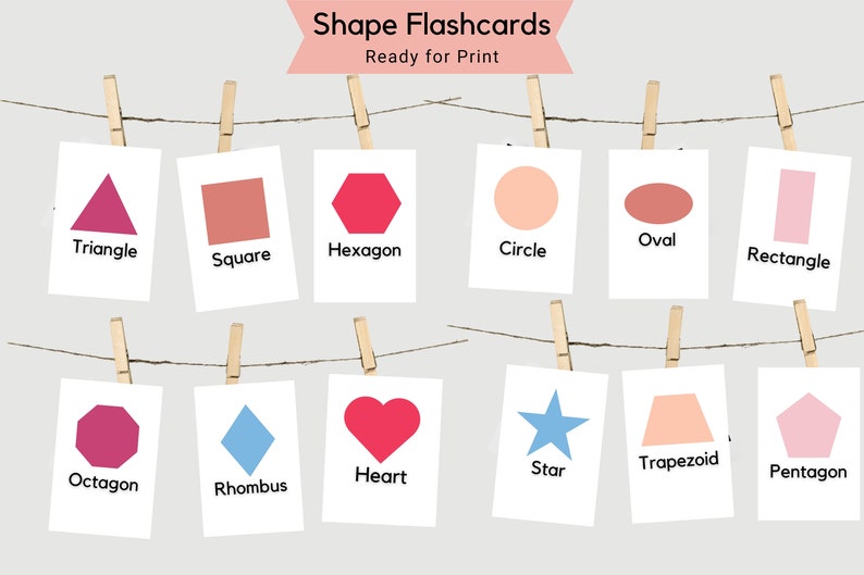 Printable Shape Flashcards 2D Shapes - Etsy