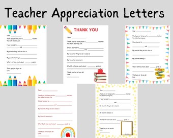 Teacher Appreciation Letter, Teacher Thank You Note, End of Year Letter ...