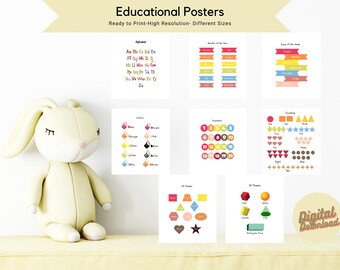 Educational Posters Set of 8, Homeschool Learning Chart Signs ...