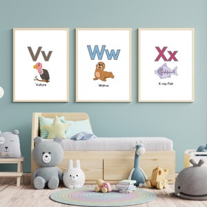 Set of 26 Alphabet Letter Posters, ABC Animal Wall Print, Homeschool ...