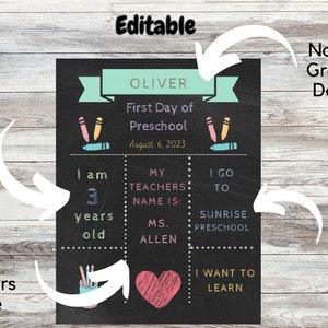 Editable First and Last Day of School Sign, Printable Chalkboard School ...
