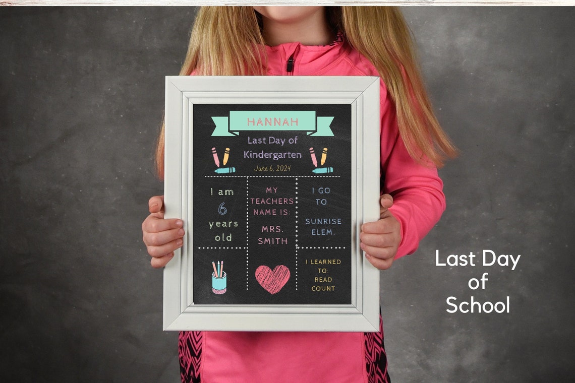 Editable First and Last Day of School Sign, Printable Chalkboard School ...