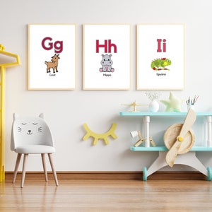 Set of 26 Alphabet Letter Posters, ABC Animal Wall Print, Homeschool ...