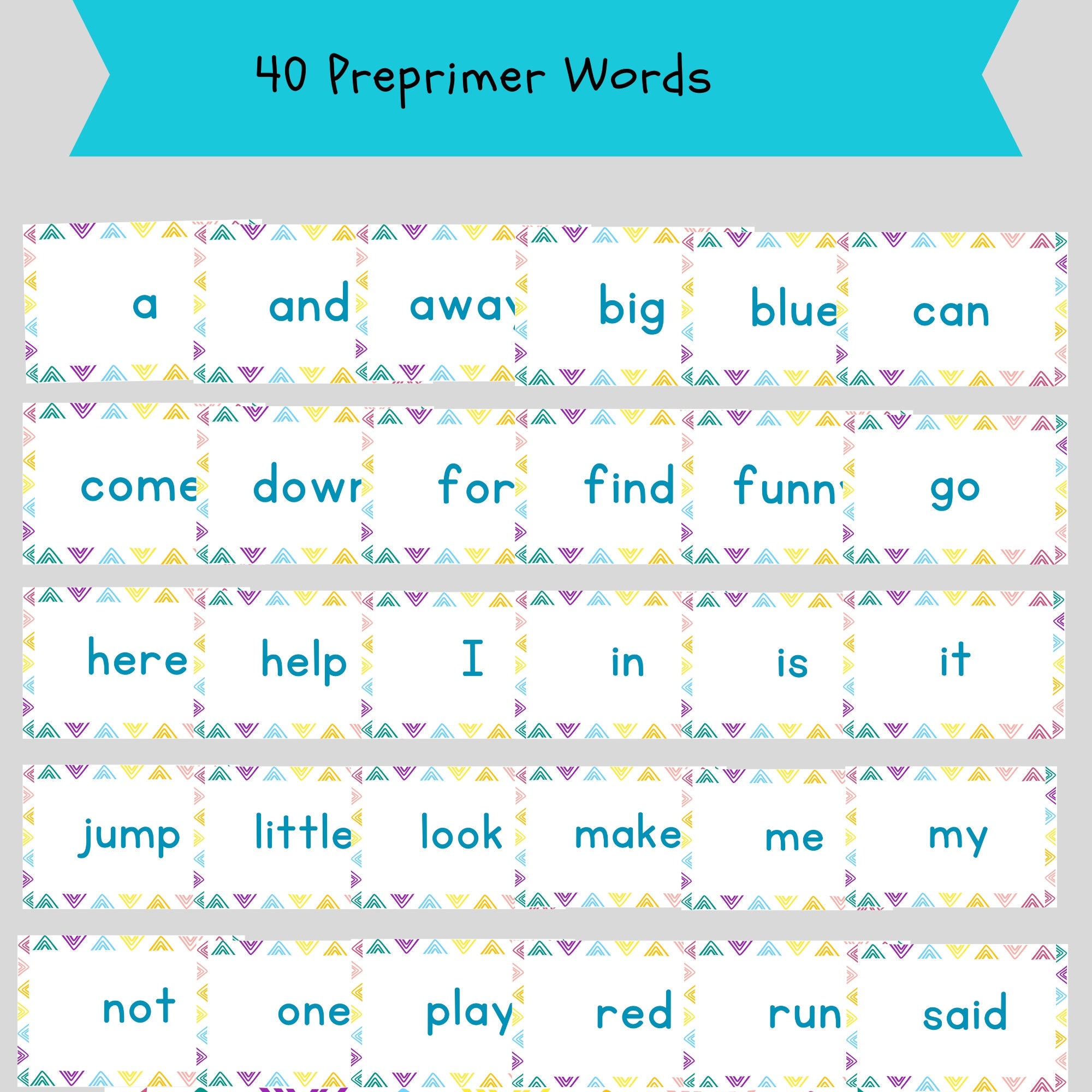 Printable Dolch Sight Word Flashcards, Dolch Preprimer Prekindergarten ...