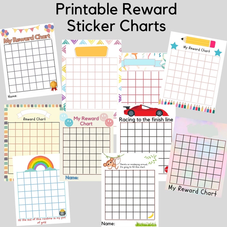Printable Sticker Reward Charts: 10 Fun Designs (digital Download) - Etsy