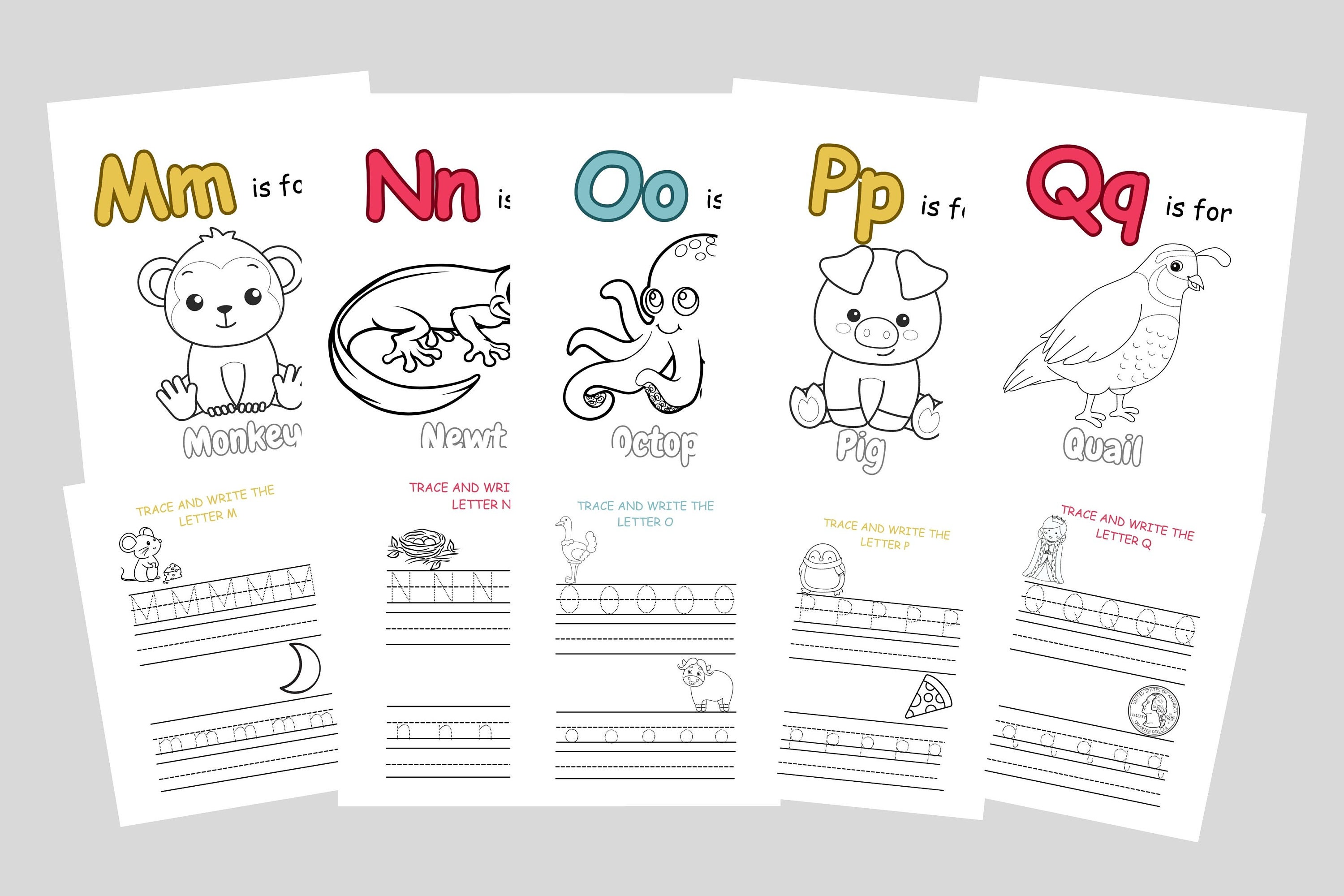 Kids Worksheets, Alphabet Handwriting Printable, Preschool - Etsy