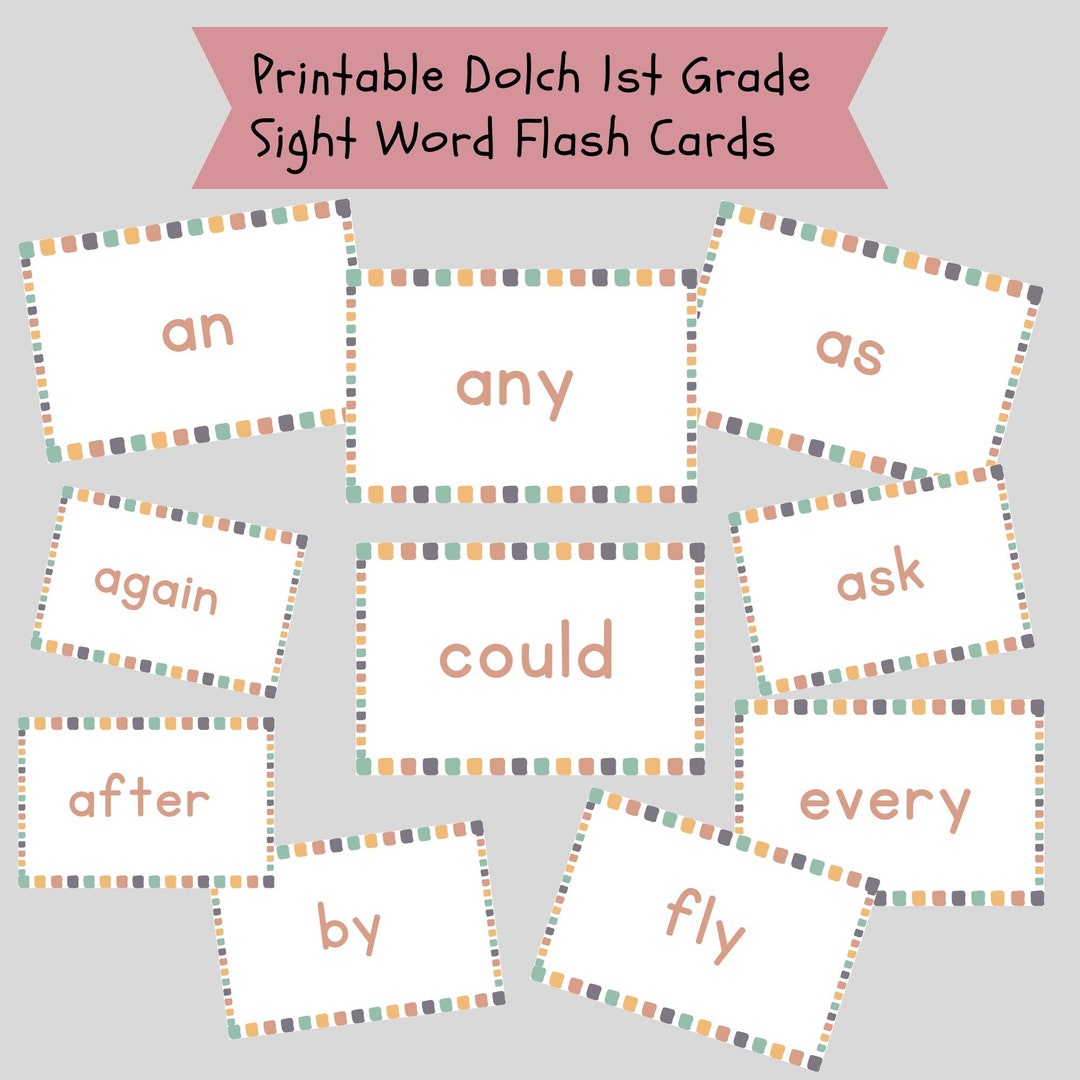 Printable Dolch First Grade Sight Word Flashcards, Homeschool Sight ...