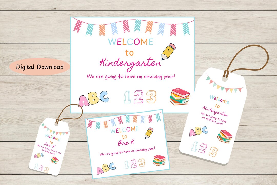 Welcome Kindergarten Gift Tags, Note Cards, Welcome Pre K, Back to ...