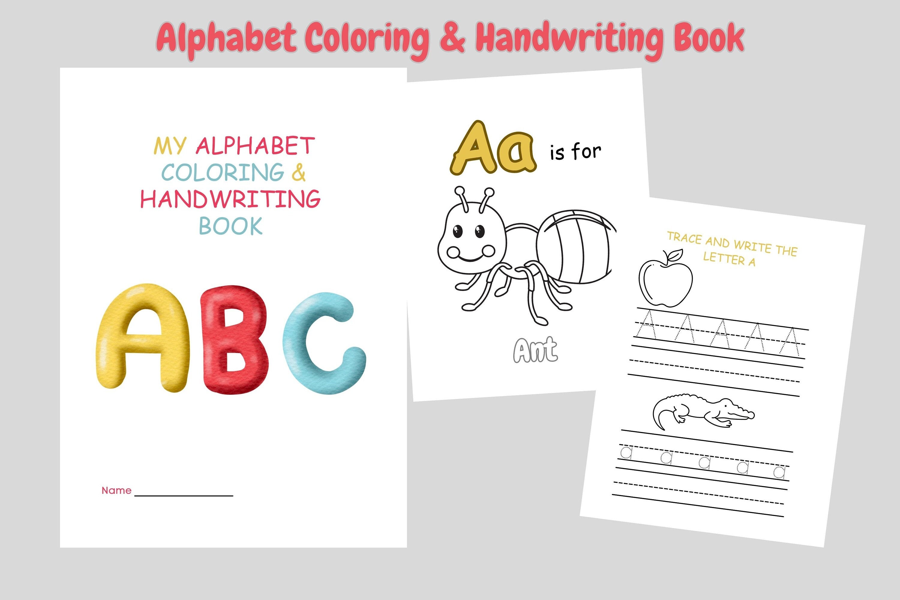 Kids Worksheets, Alphabet Handwriting Printable, Preschool - Etsy