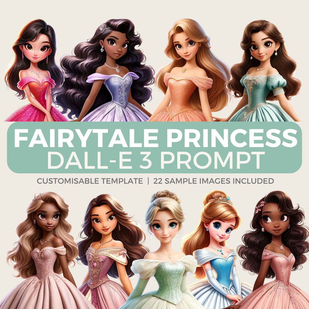 Fairytale Princess Dall-e Prompt Guide Black Asian Hispanic Princesses ...