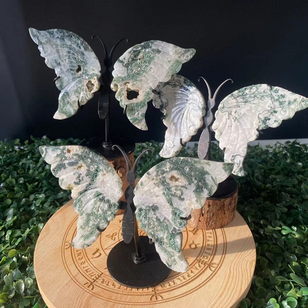 5 Crystal Butterfly Wings, Crystal Wings With Free Stand, Wings Carving ...