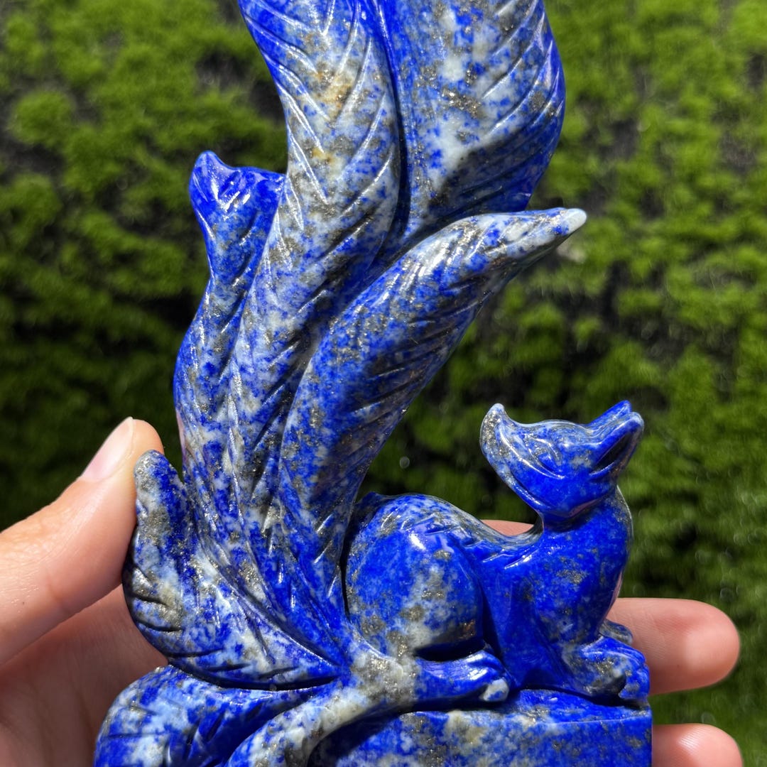 Lapis Lazuli Nine Tail Fox Carving: Quartz Crystal Figurine - Etsy