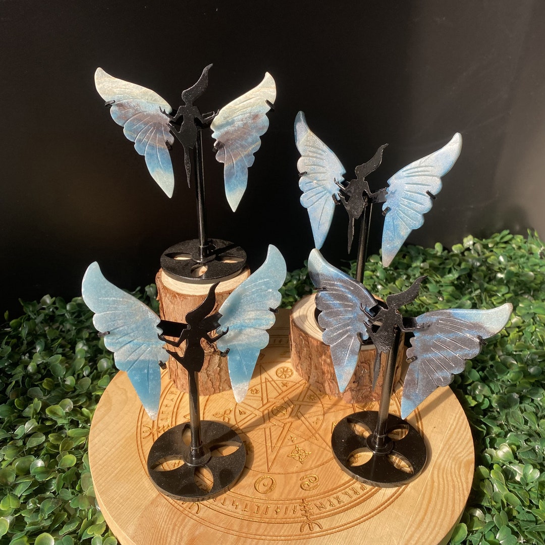 5 Crystal Fairy Wings, Crystal Wings With Free Stand, Wings Carving ...