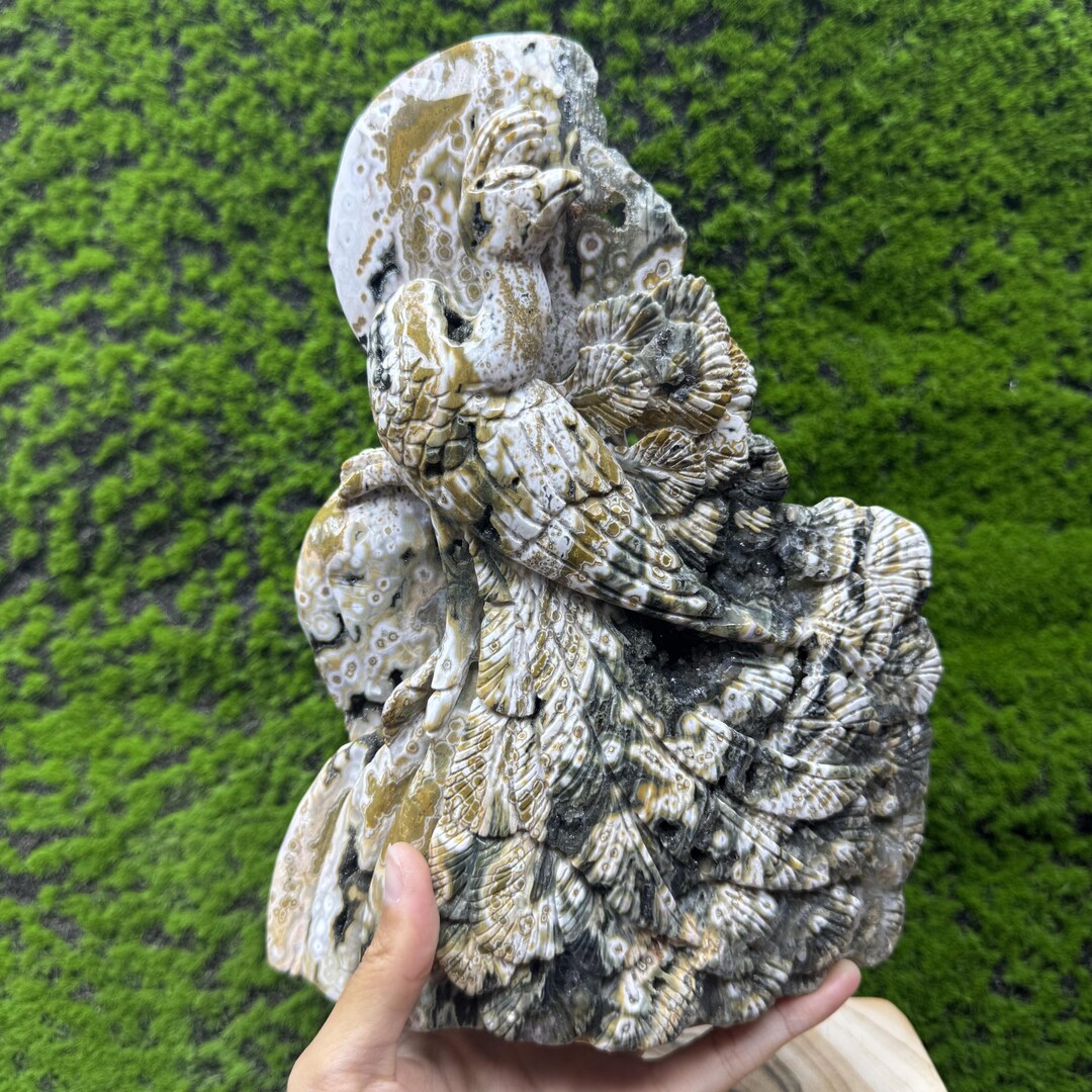 8th Vein Ocean Jasper Phoenix Figurine, Hand Carved Quartz Crystal ...