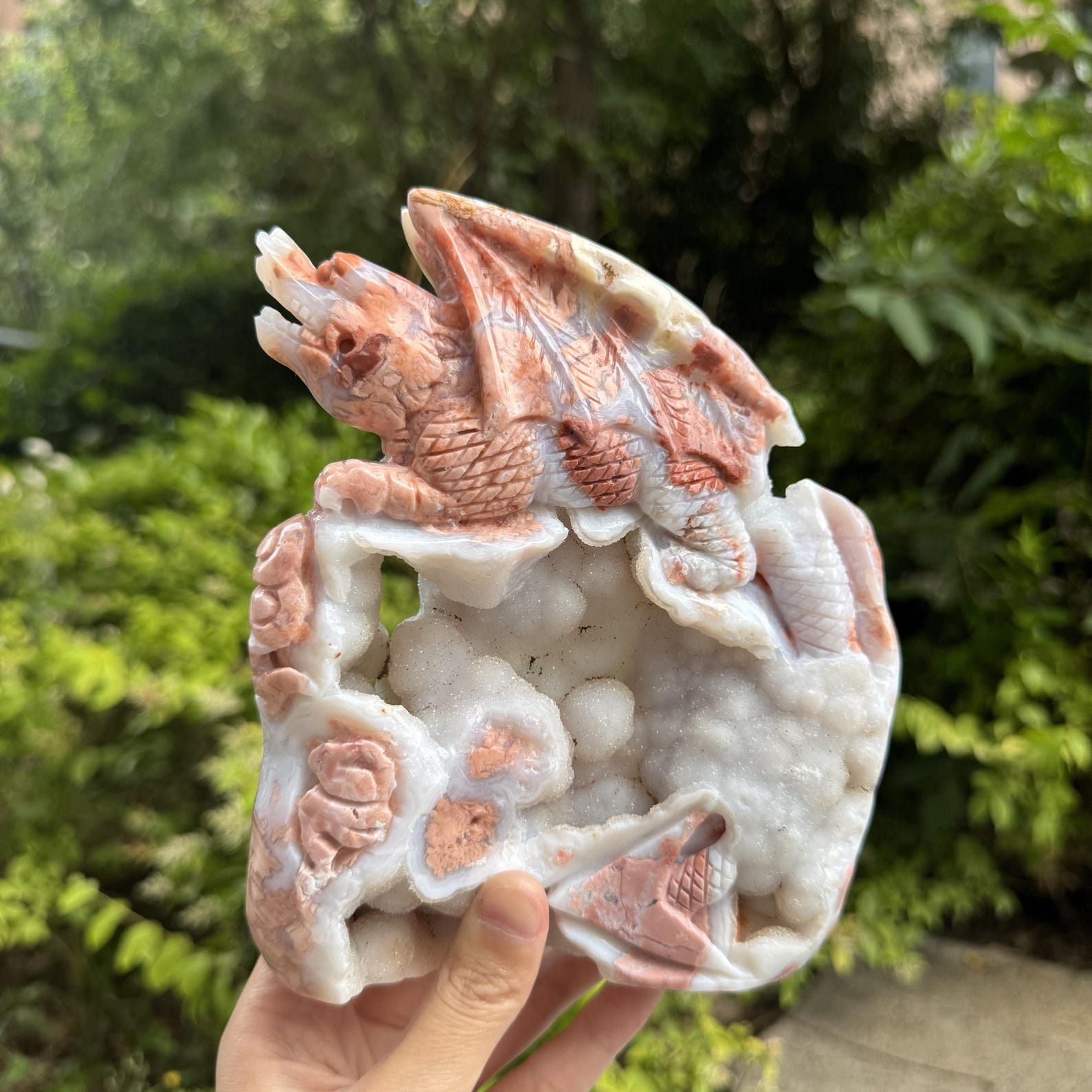 Pink Agate Dragon Carving: Druzy Crystal Sculpture - Etsy