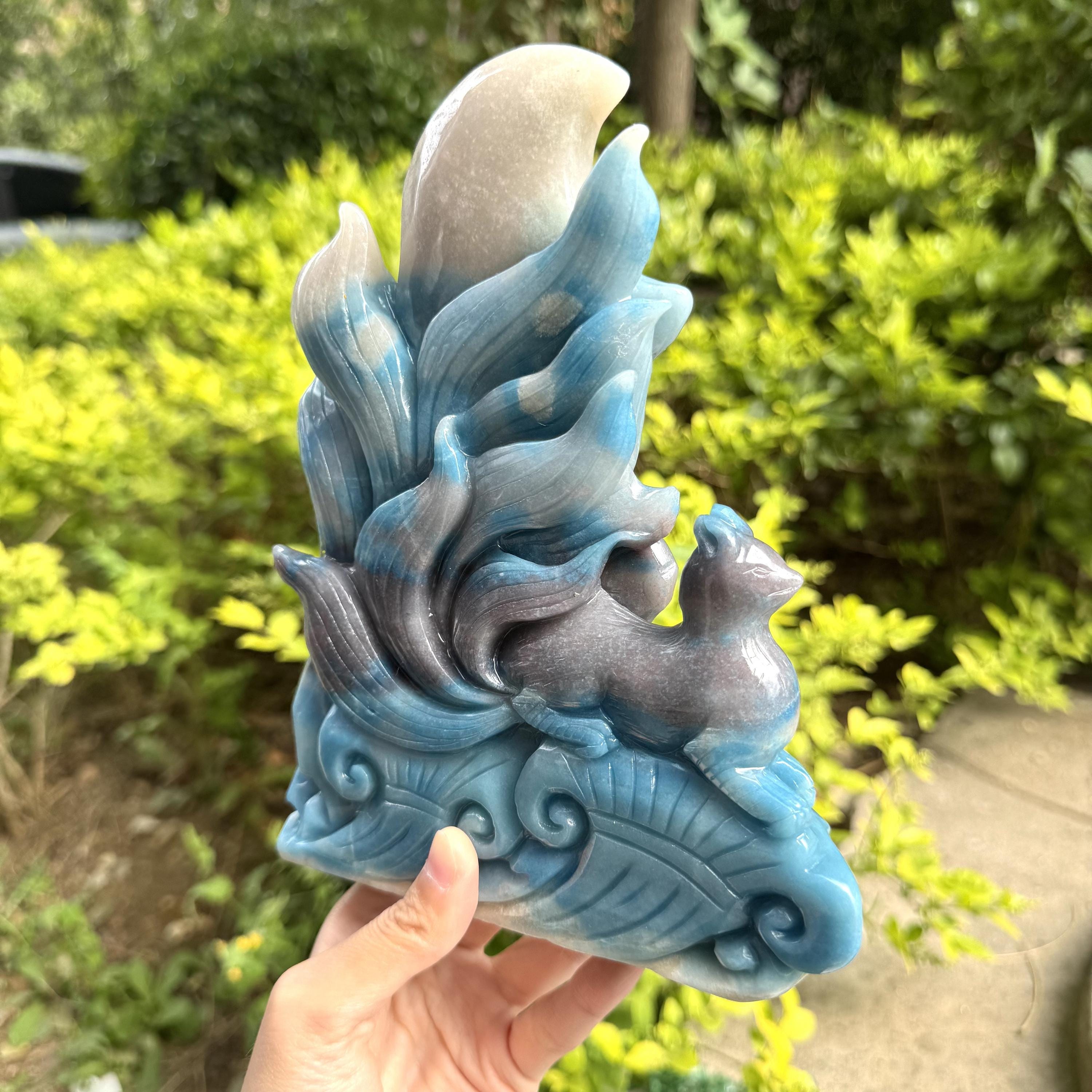 7.7'' Trolleite Nine Tailed Fox Carving: Mystical Animal Statue - Etsy