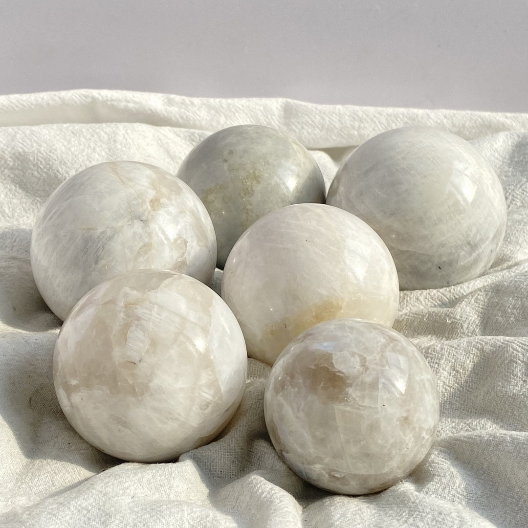 White Moonstone Sphere, Crystal Sphere, Healing Crystal, Energy Crystal ...