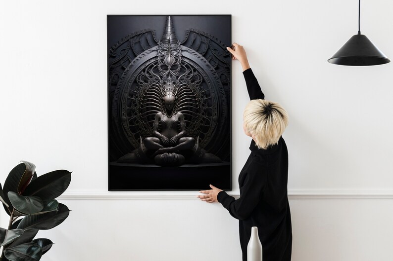Buddha in the Style of HR Giger Print - Dark Fantasy - Fantasy Goth ...