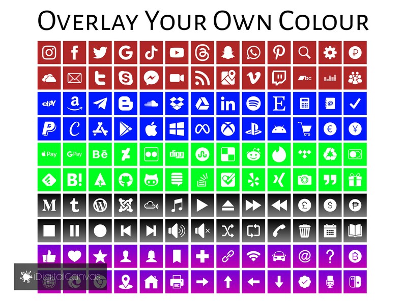 Black Square Icons Set, PNG SVG VECTOR, Social Media, Website, Blog ...