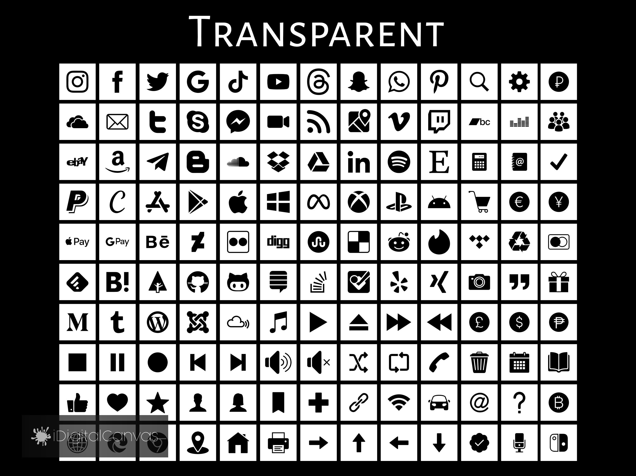 Black Square Icons Set, PNG SVG VECTOR, Social Media, Website, Blog ...