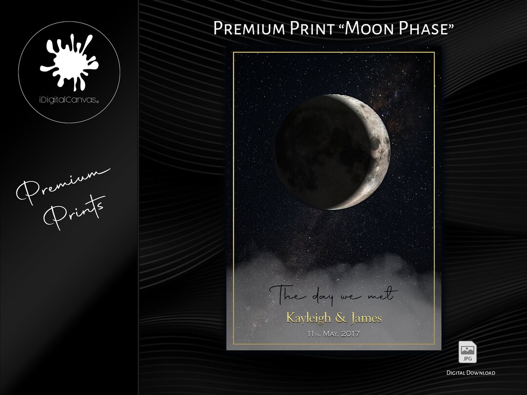 Moon Phase Custom Gift DOWNLOADABLE Art Moon Phase by Date Personalized ...