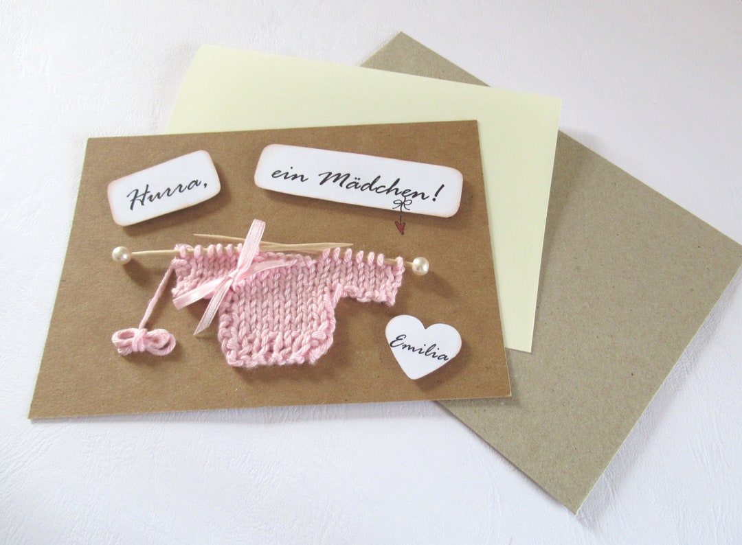 Birth Congratulations Card Hurray, a Girl Personalized Emilia - Etsy