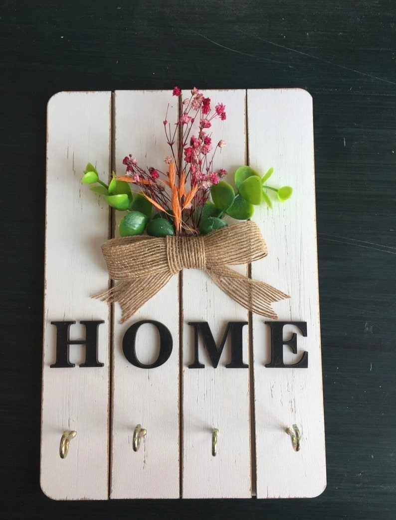 Handcrafted Wooden Key Rack, Rustic Wall Decor for Home Organization ...