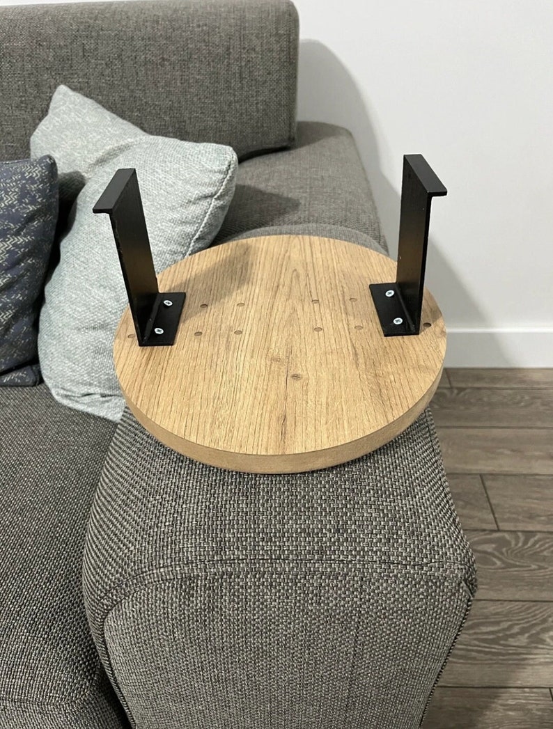 Adjustable Wooden Round Armrest Side Table Sofa Arm Tray, Couch Arm ...