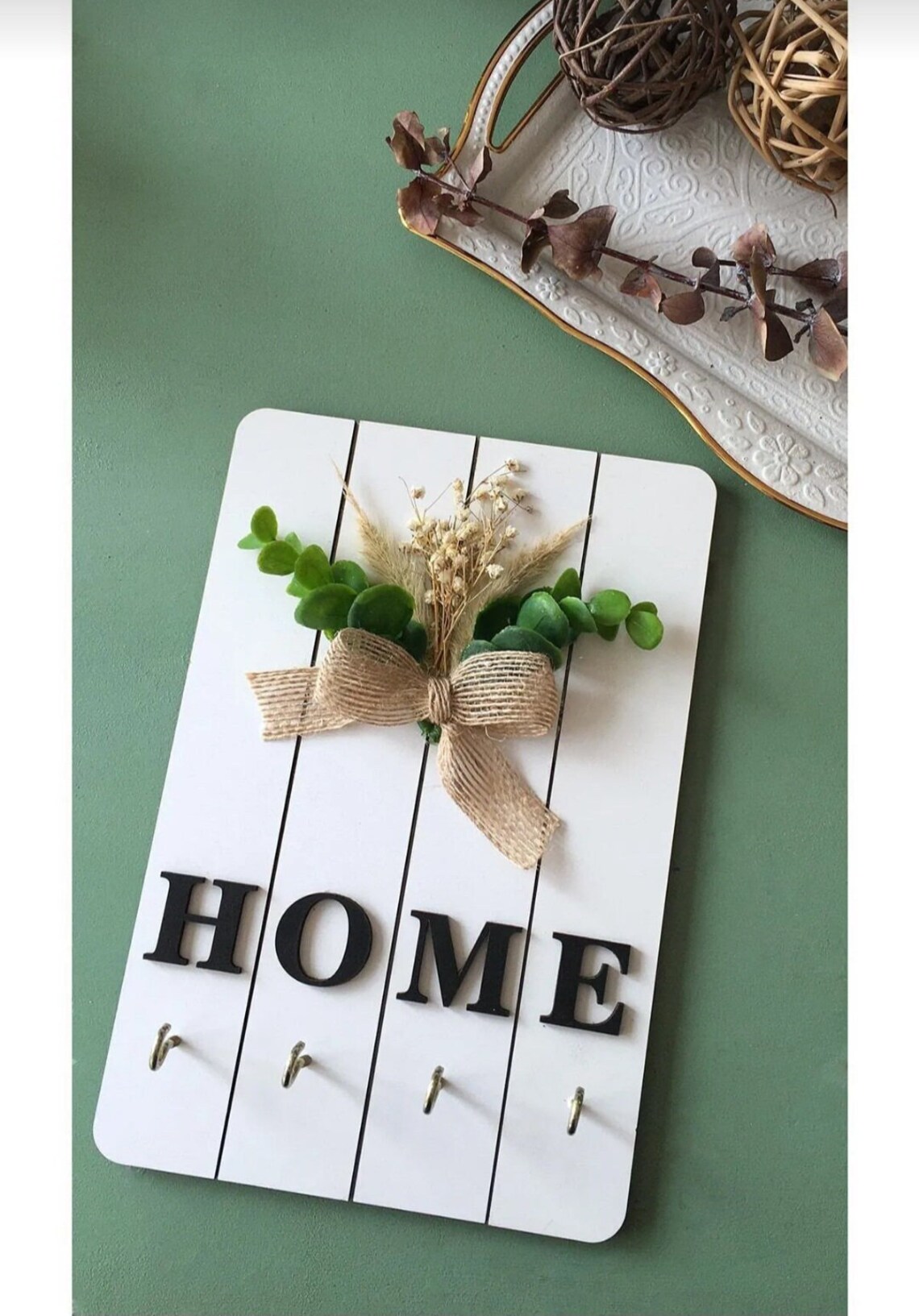 Handcrafted Wooden Key Rack, Rustic Wall Decor for Home Organization ...