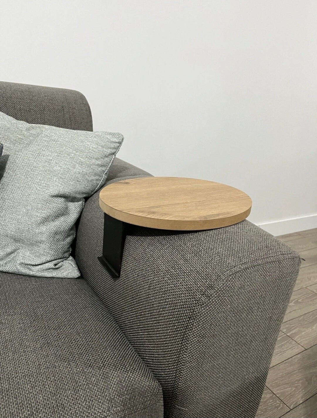 Adjustable Wooden Round Armrest Side Table Sofa Arm Tray, Couch Arm ...