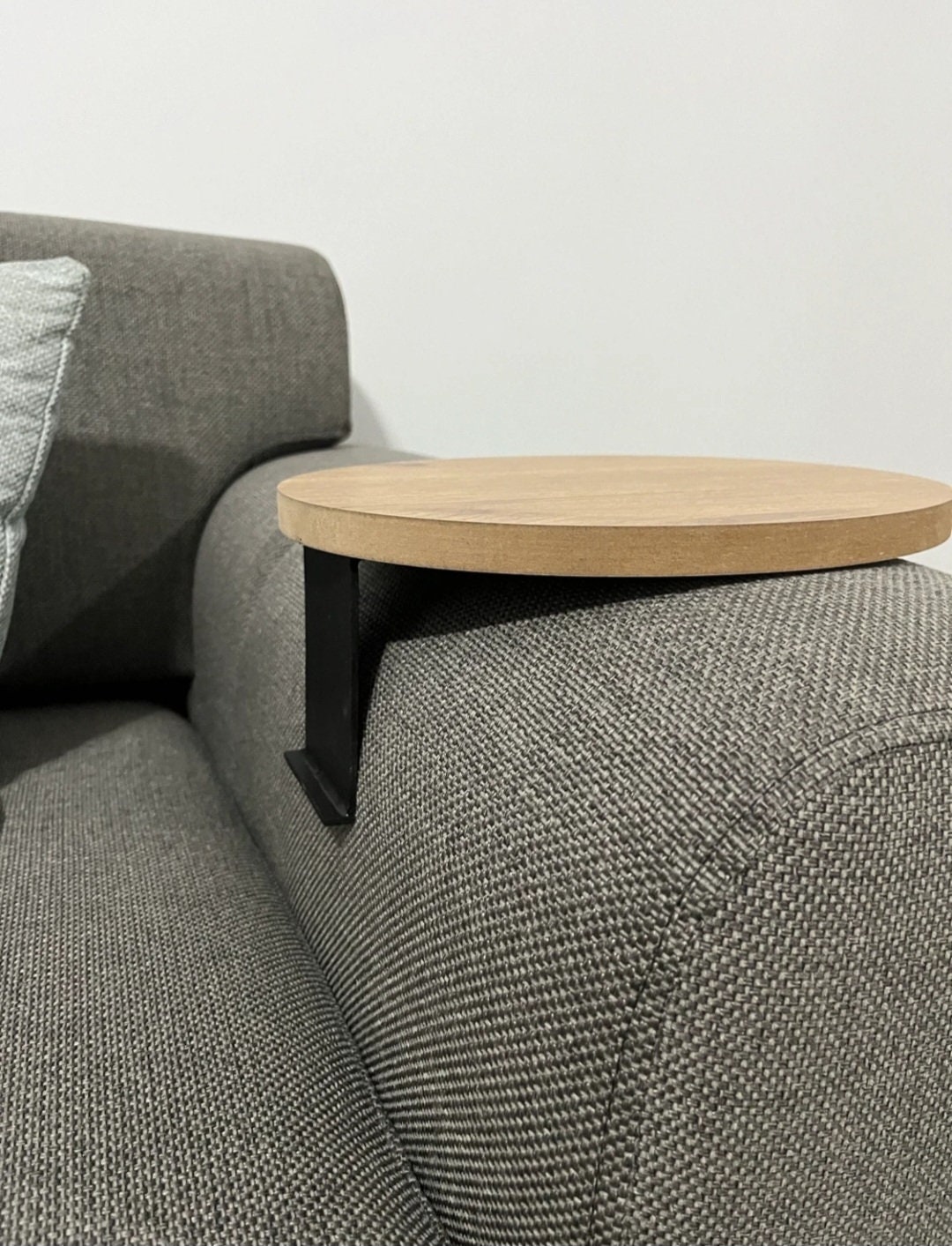 Adjustable Wooden Round Armrest Side Table Sofa Arm Tray, Couch Arm ...