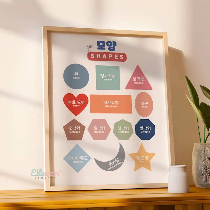 Shapes in Korean Poster, Printable Educational Posters, Korean-english ...